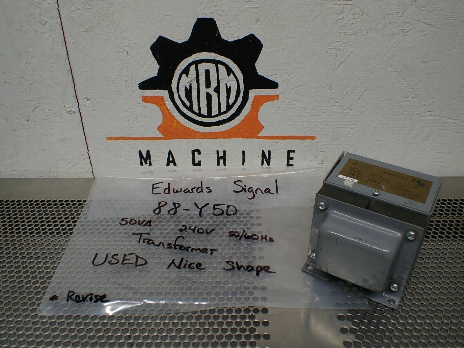 EDWARDS 88-Y50 TRANSFORMER 50VA 240V PRI 24V SEC 50/60Hz Used With War ...