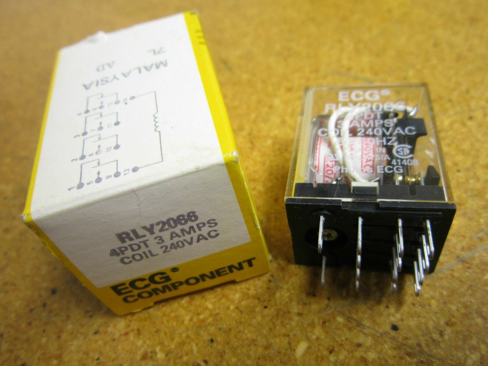 ECG COMPONENT RLY2066 Relay 4PDT 3 Amps 240VAC Coil NEW – MRM Machine